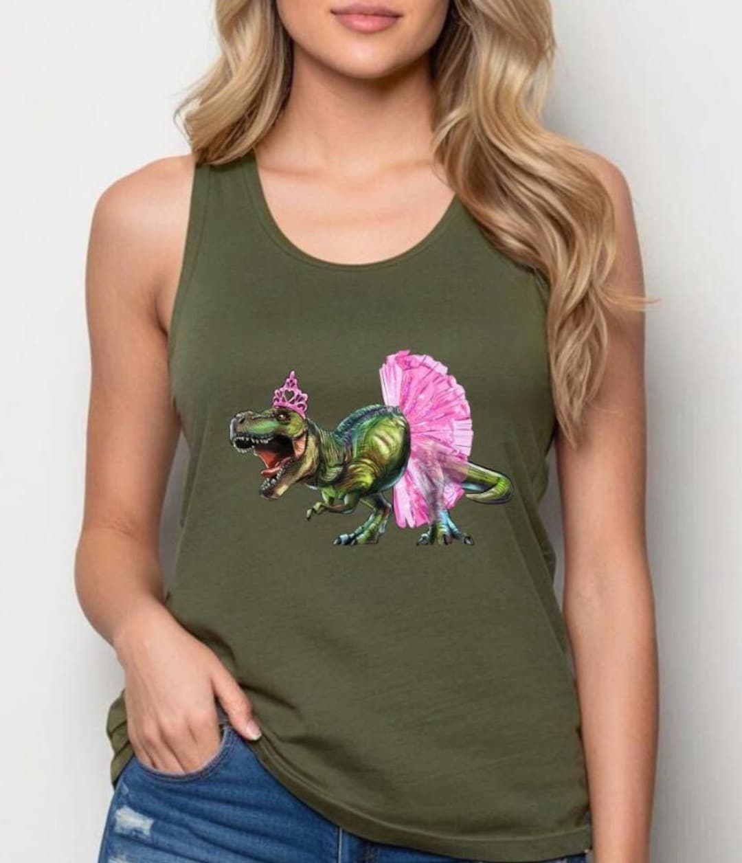 Ballerina T-rex Tank Top, Dinosaur With Tutu Racerback Tank Top ...