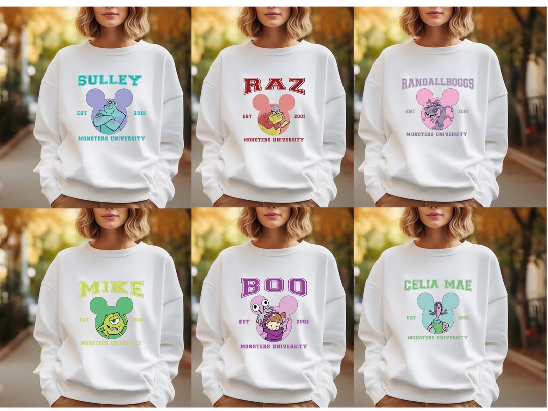 Monster Inc Characters Sweatshirt, Monster University Hoodie, Varsity ...