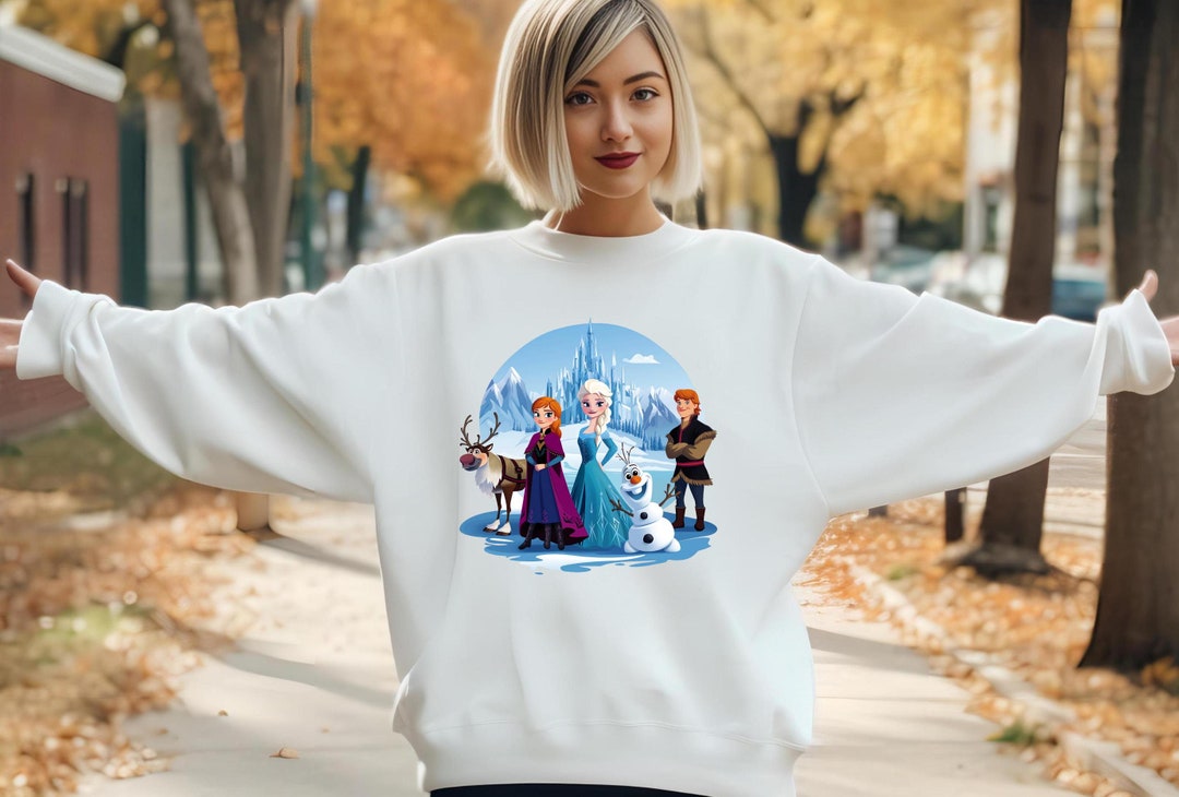 Frozen Sweater, Elsa Anna Kristoff Olaf Sven and Arendelle Ice Castle ...