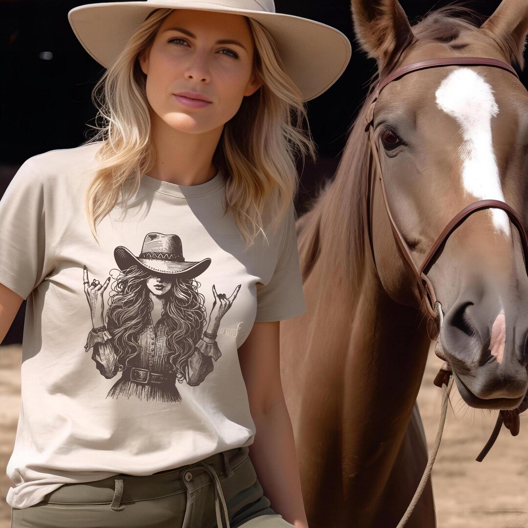 Country Cowgirl Rodeo Shirts, Retro Western Cowboy T-shirts, Comfort ...