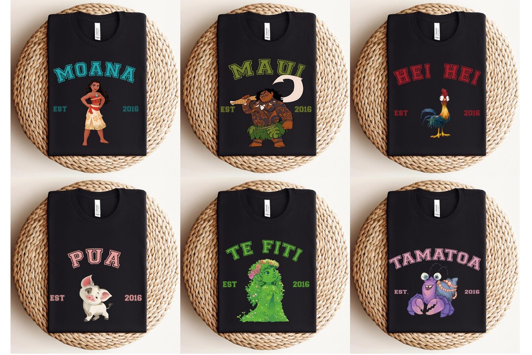Moana 2 Movie T-shirts, Matching Moana Characters Party Tees, Moana ...