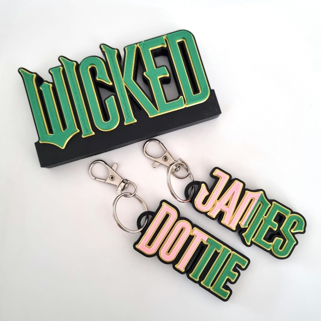 Personalised Wicked Font 3D Name Sign Keyring. Glinda & Elphaba - Any ...