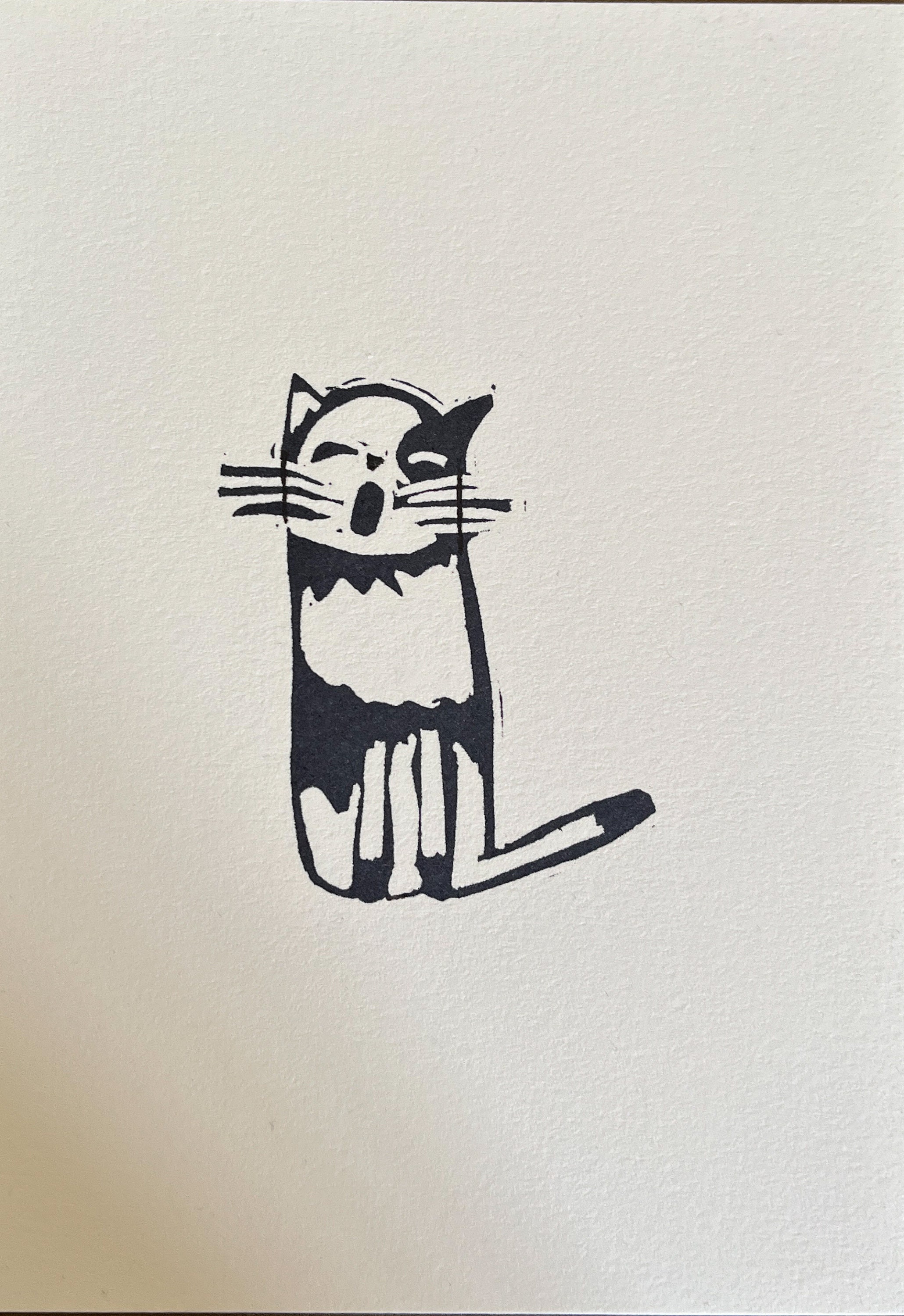 Singing Cat- Small Linoleum Blockprint - Etsy