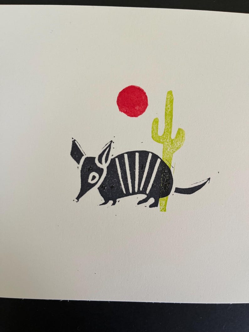 Armadillo Linocut Print-desert Wildlife Art-handcrafted Animal Print - Etsy