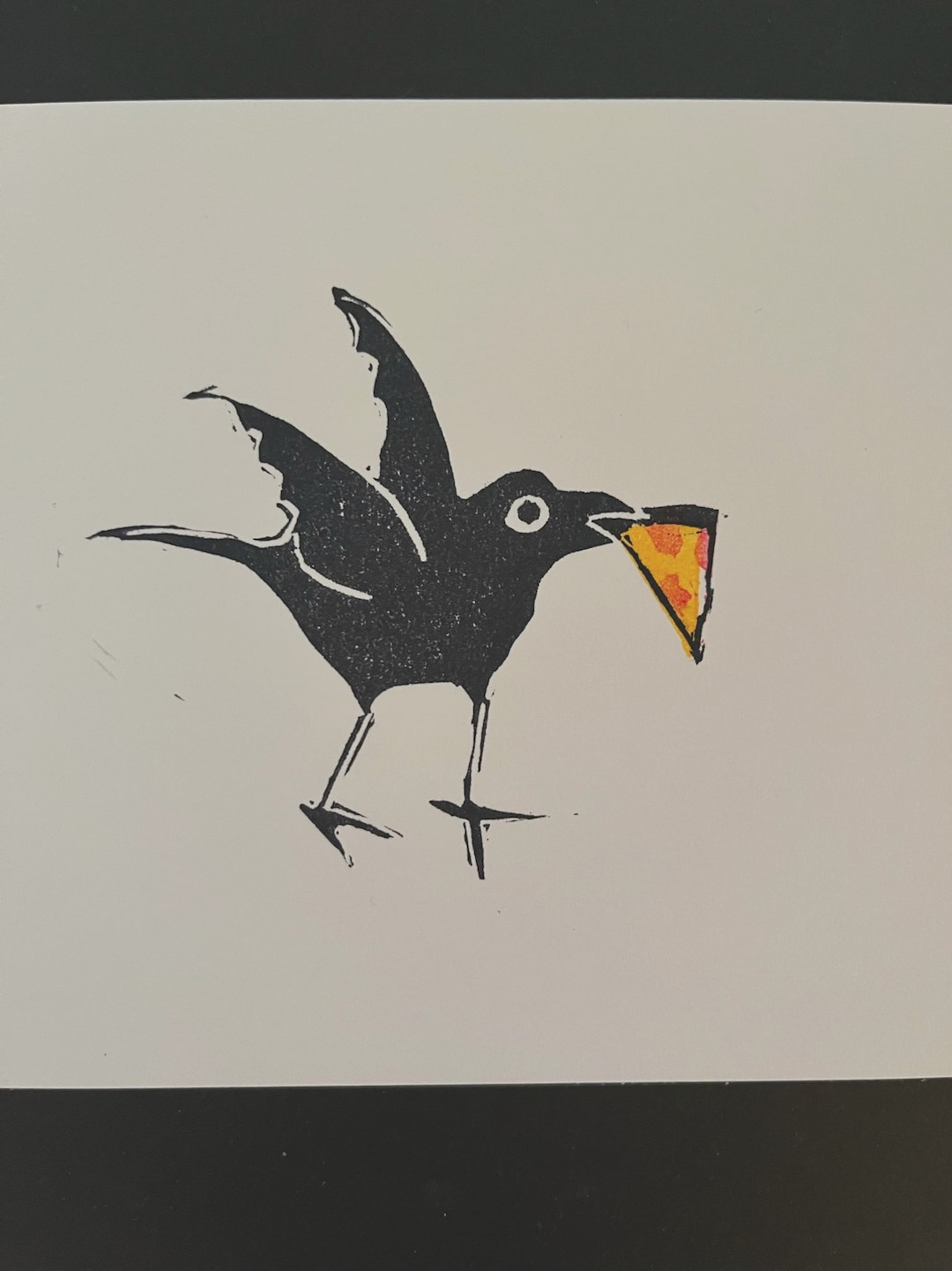 Crow and Pizza Block Print-linocut - Etsy
