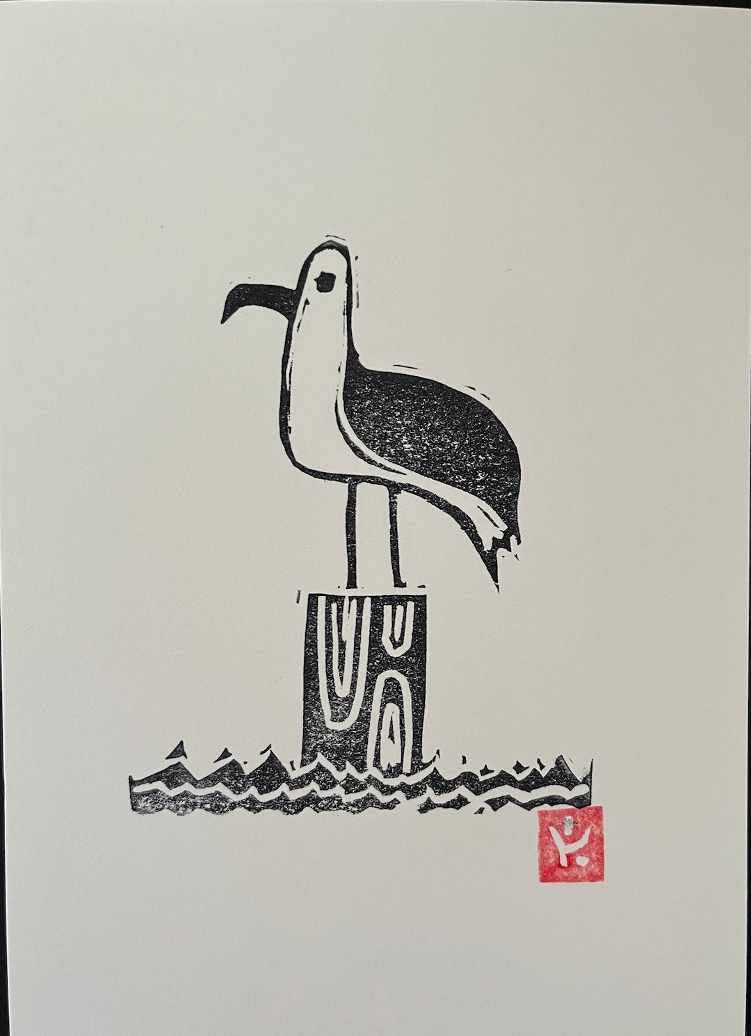 Seagull Linoleum Block Print - Etsy