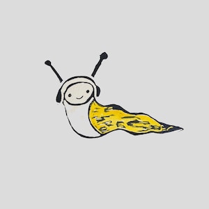 Happy Banana Slug- Listening to Music-small Linocut Print - Etsy