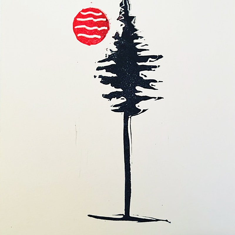 Trees Linocut - Etsy UK