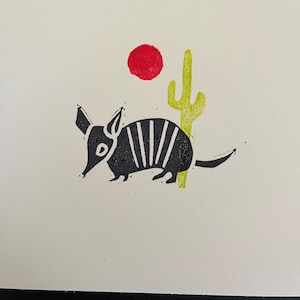 Armadillo Linocut Print-desert Wildlife Art-handcrafted Animal Print - Etsy