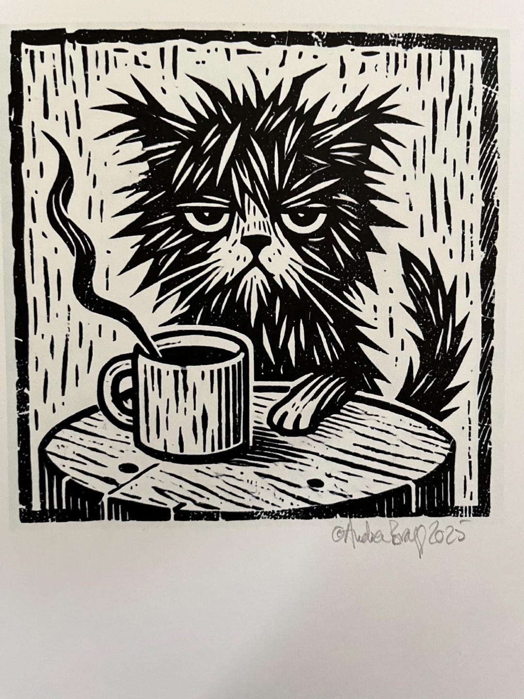 Grumpy Cat Before Coffee Giclee Print-wall Decor-digitally Enhanced ...