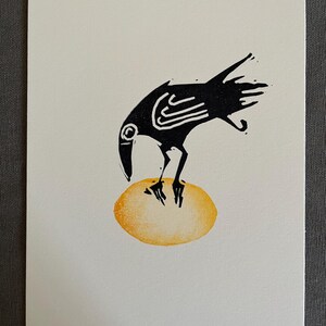 Crow With Egg Limited Edition Linocut Print Affordable Art - Etsy