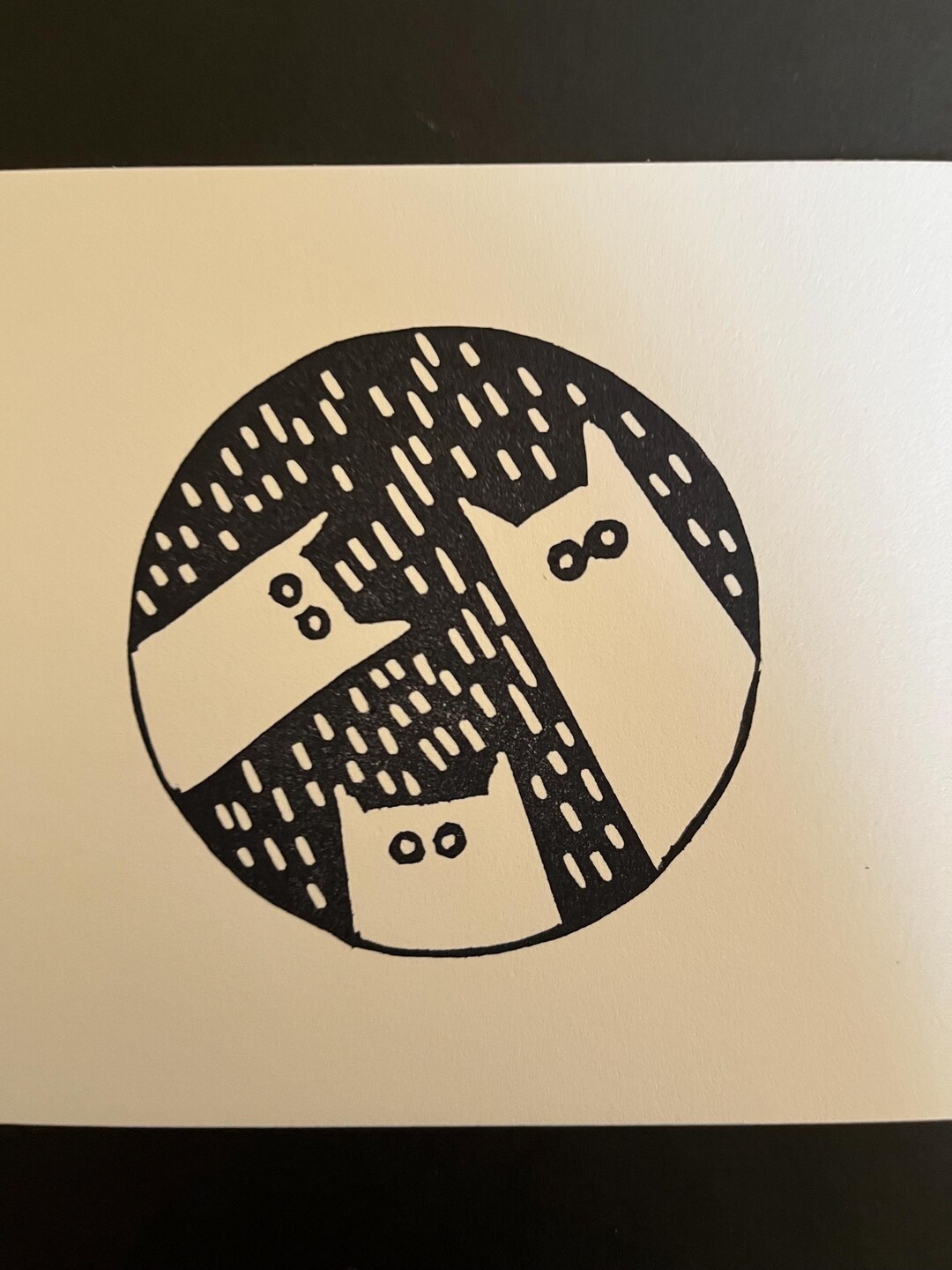 White Cats Hello-small Linocut- Affordable Wall Art - Etsy