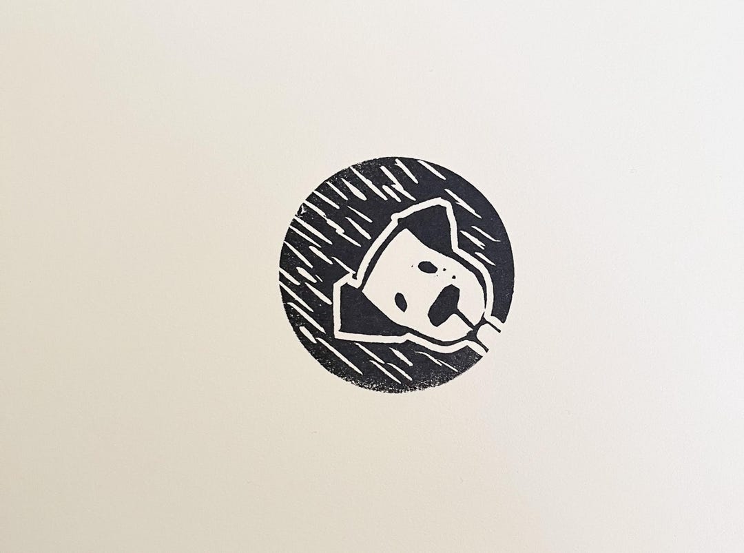 Dog Looking In- Small Linocut Print-affordable Art - Etsy