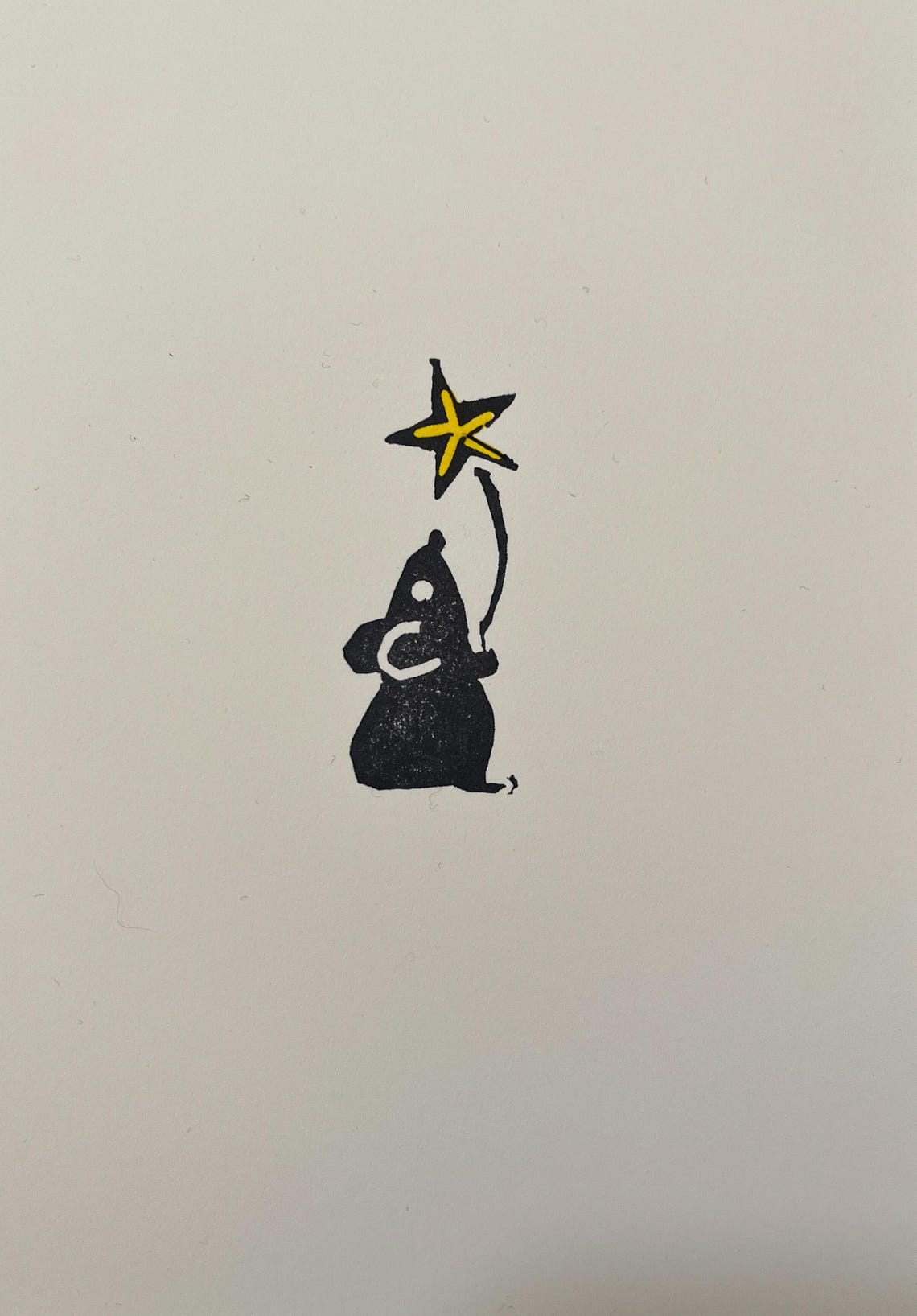 Tiny Linocut Print- Mouse and Star -original Art-handmade - Etsy