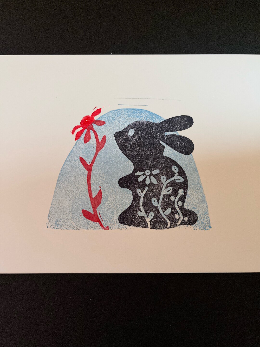 Rabbit Block Print-year of the Rabbit-bunny Linoprint - Etsy