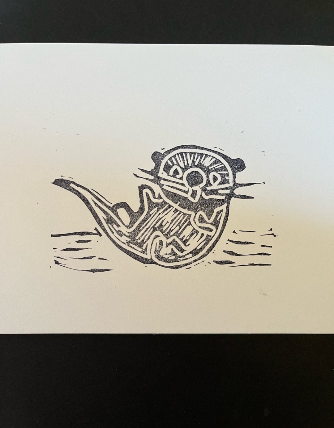 Cute Otter Linocut - Etsy
