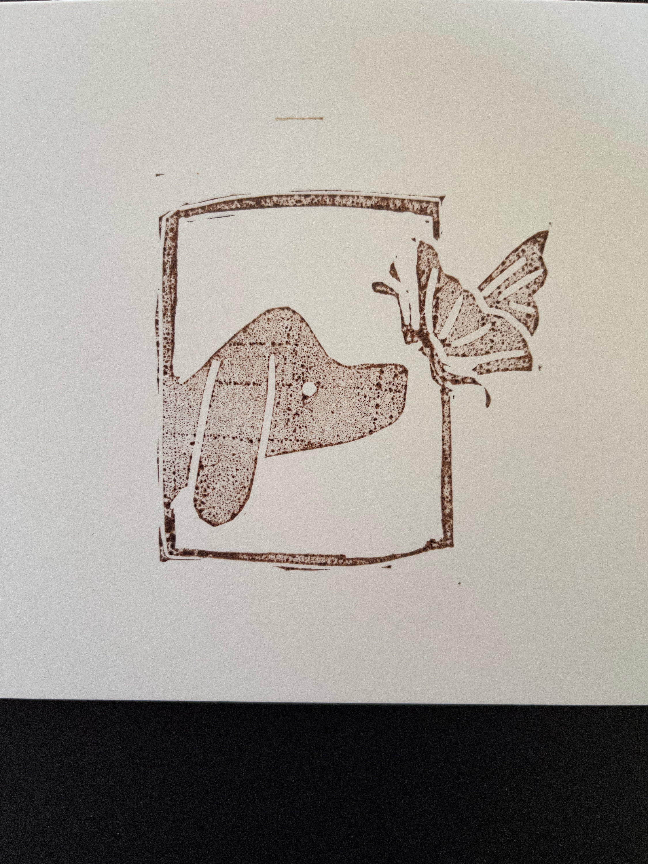 Dog and Butterfly Block Print - Etsy