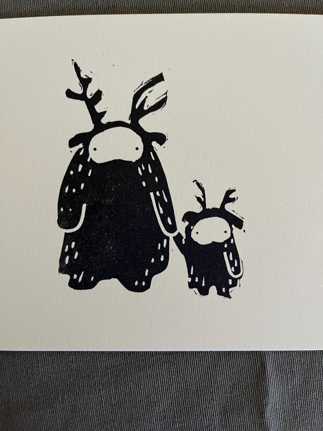 Forest Creatures-small Linocut-unique Art - Etsy