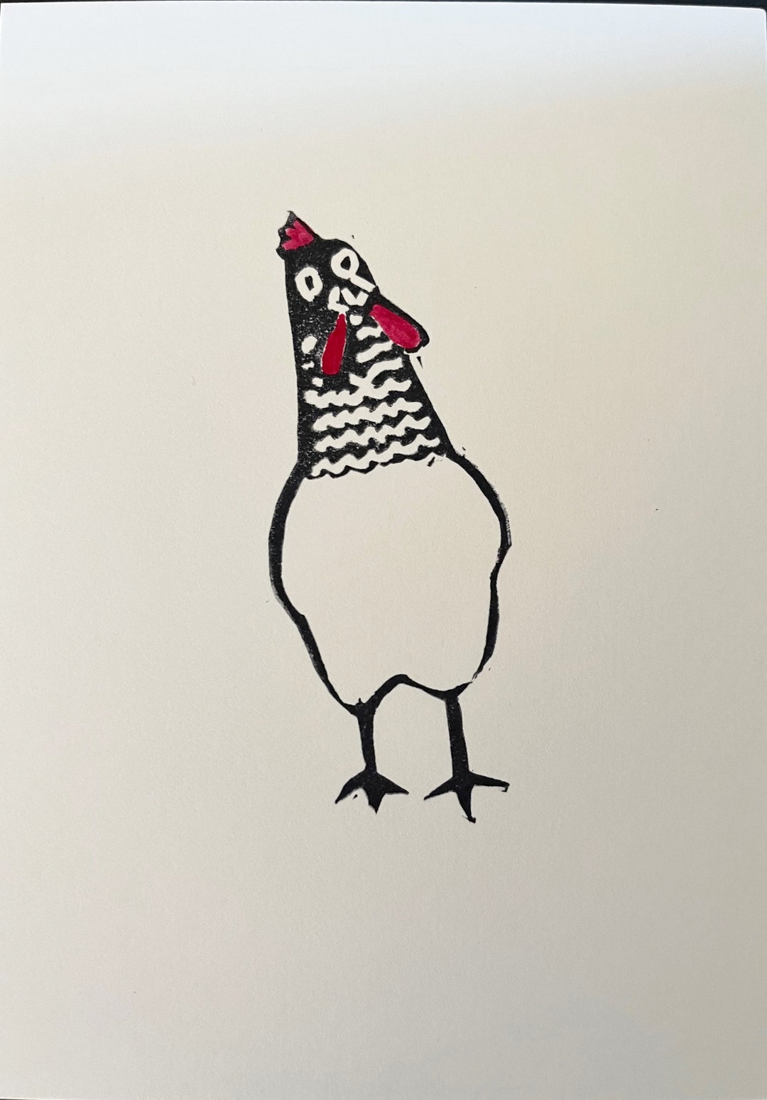 Funky Chicken Lino Cut Print-original Art - Etsy