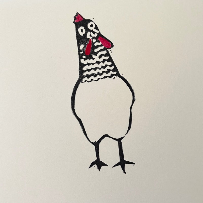 Chicken Linocut - Etsy