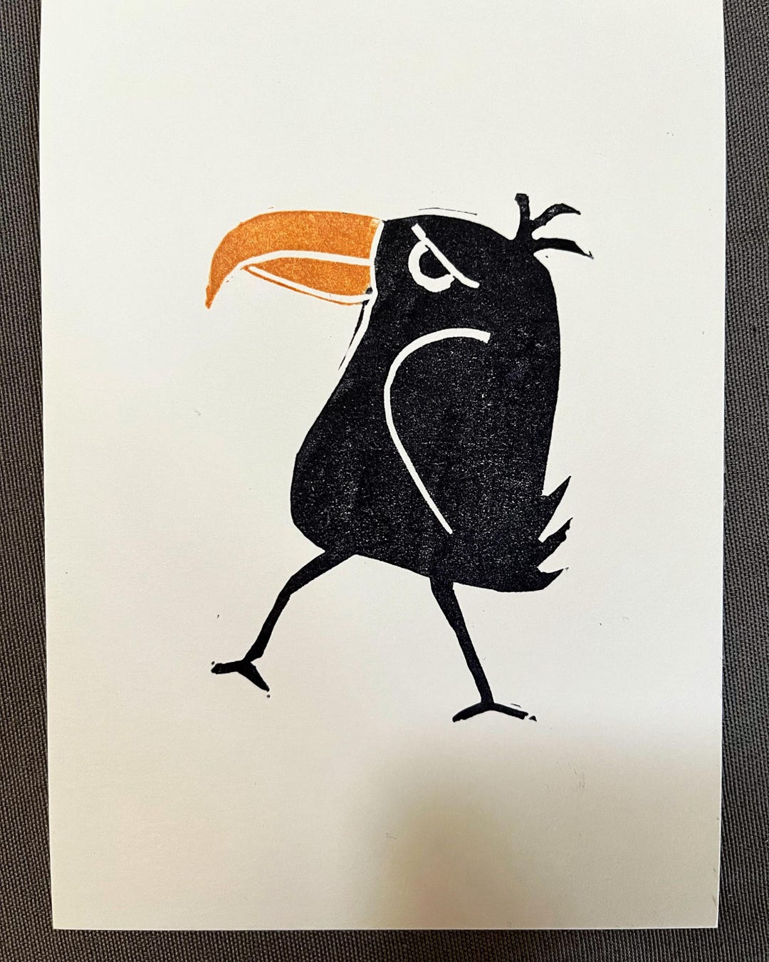 Hip Crow With a Swagger-small Linocut-original Art - Etsy