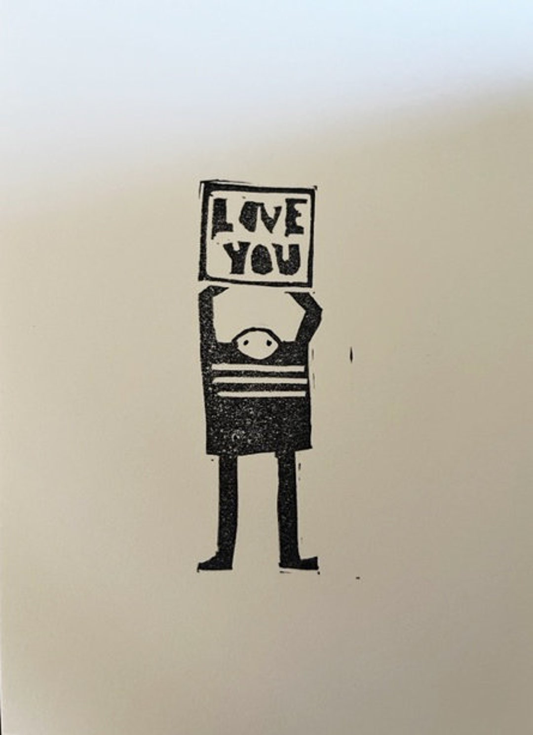 Love U Linocut-cute Small Block Print - Etsy
