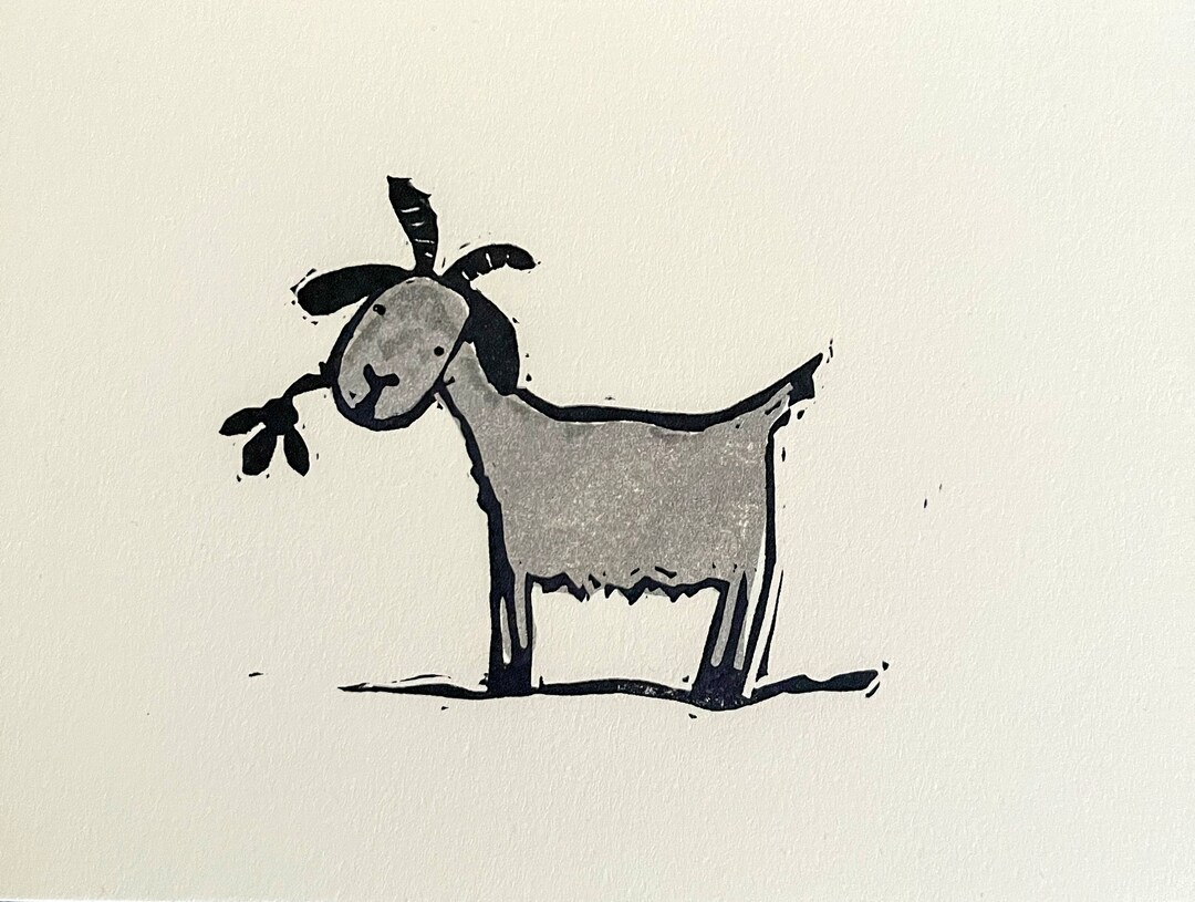 Goat Art- Linocut Print- Original Unique Wall Piece - Etsy