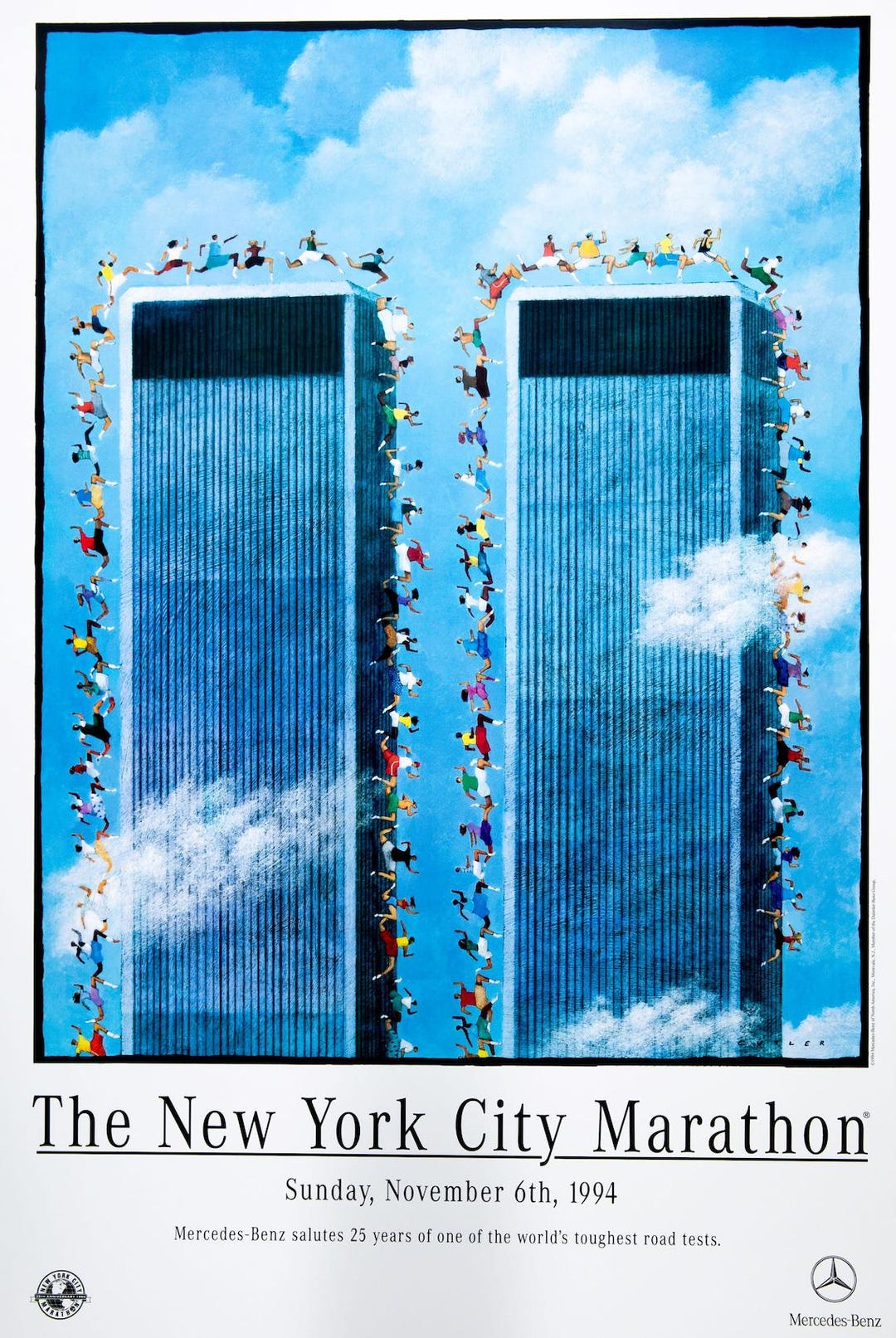 Dave CUTLER: Original Poster for the 1994 NYC Marathon (twin Towers) - Etsy