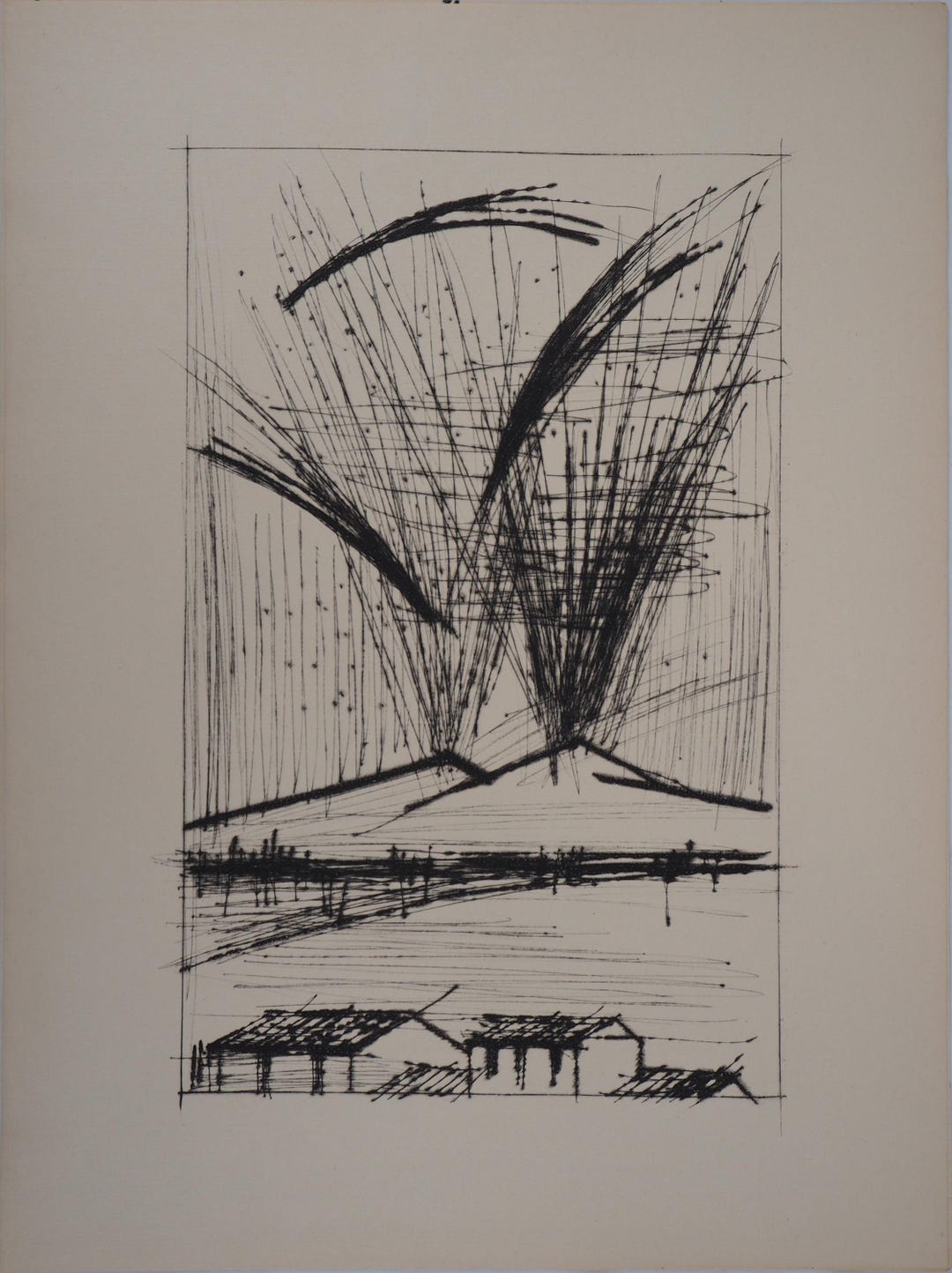 Bernard Buffet: the Vesuvius Volcano - Original Engraving - Etsy