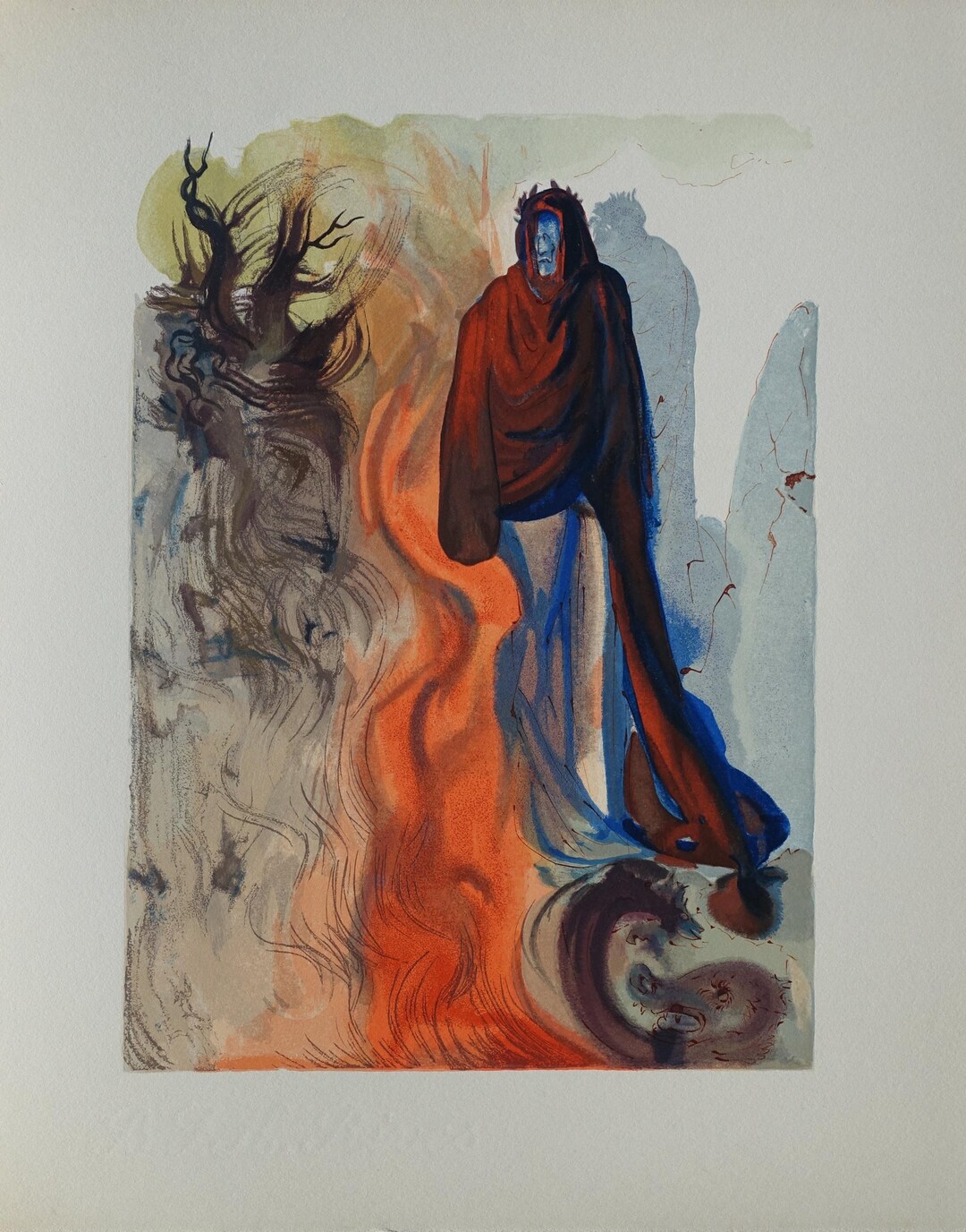 Salvador DALI: the Waterfall at Flagetonte - Original Wood Engraving - Etsy