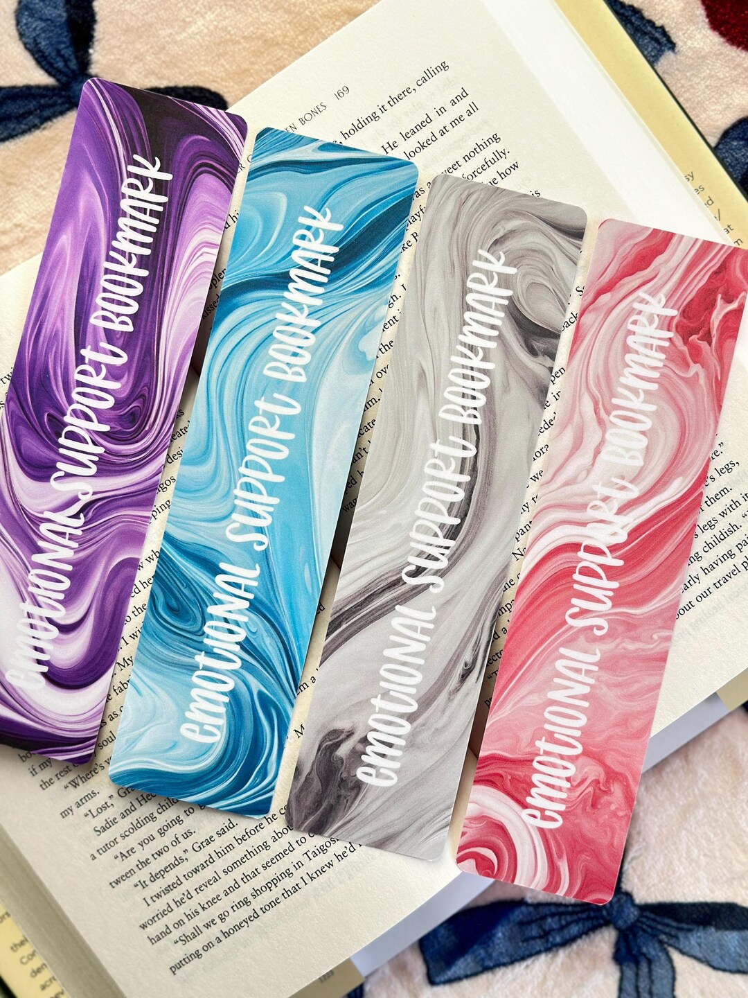 Marble Design Bookmarks | "emotional Support Bookmark" | Cute Bookmarks ...