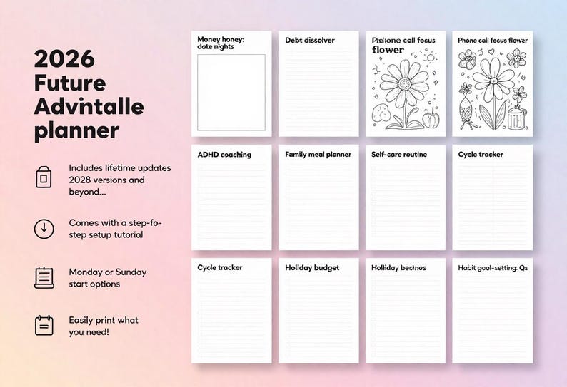 2026 ADHD Printable Planner (neurodivergent Organizer PDF) - Etsy Australia