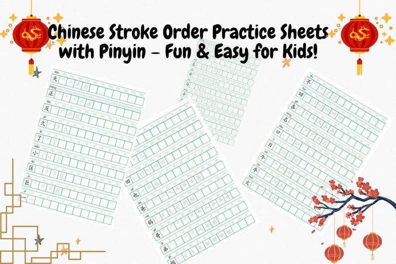 Chinese Stroke Order Practice Sheets With Pinyin – Fun & Easy for Kids ...