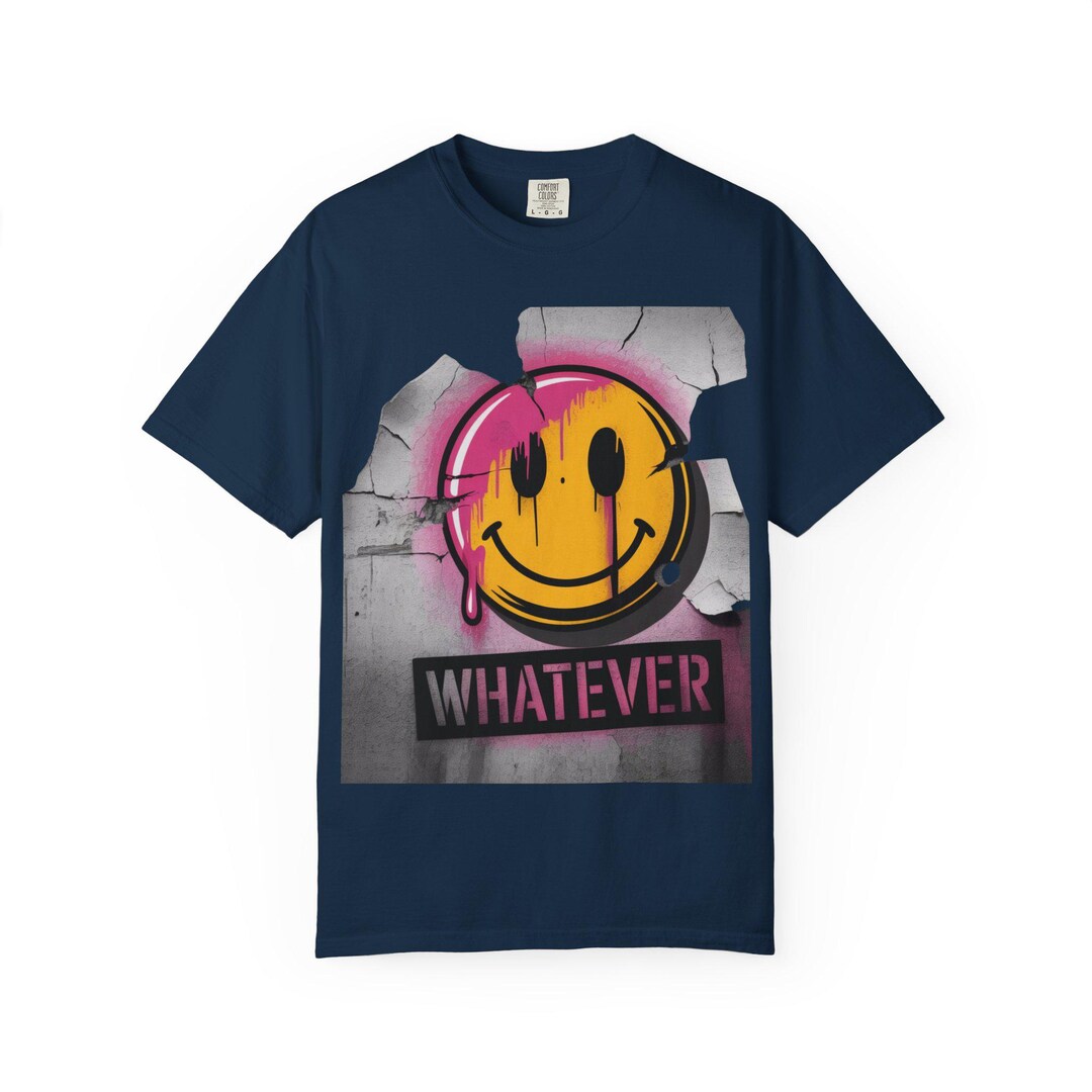 Whatever Grunge Smiley Tee | 90s Distressed Graphic T-shirt ...