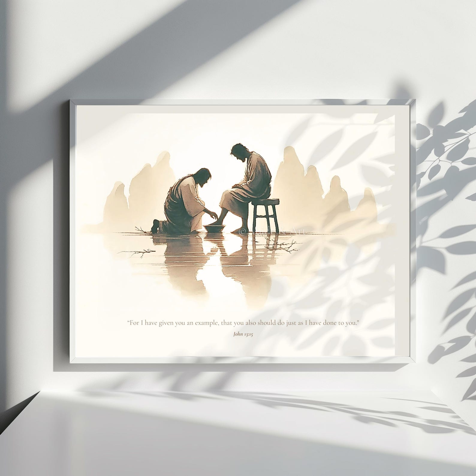 Jesus Washing Feet, Bible Verse Art, Maundy Thursday Christian Wall ...