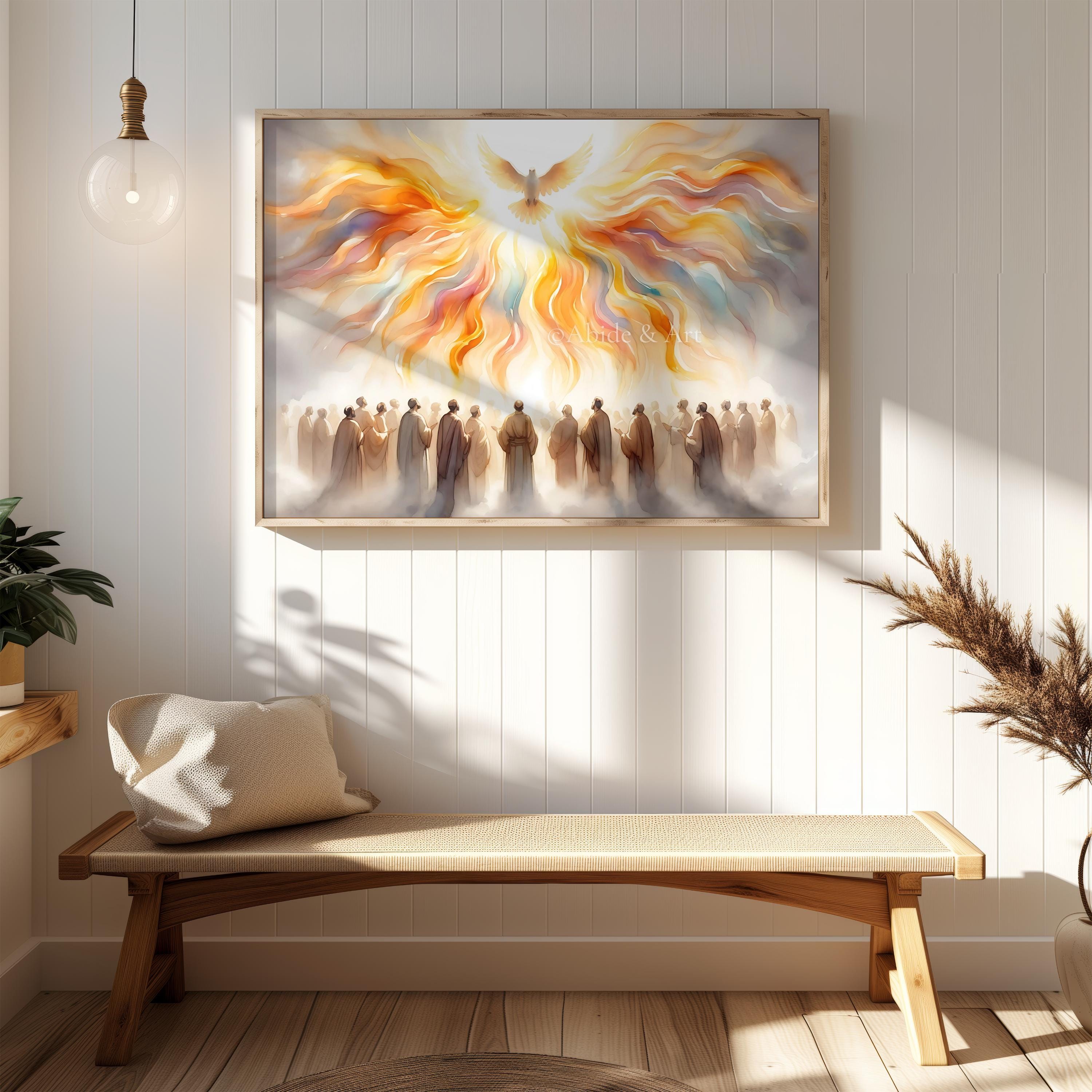 Pentecost Digital Print, Catholic Wall Art Holy Spirit Watercolor ...