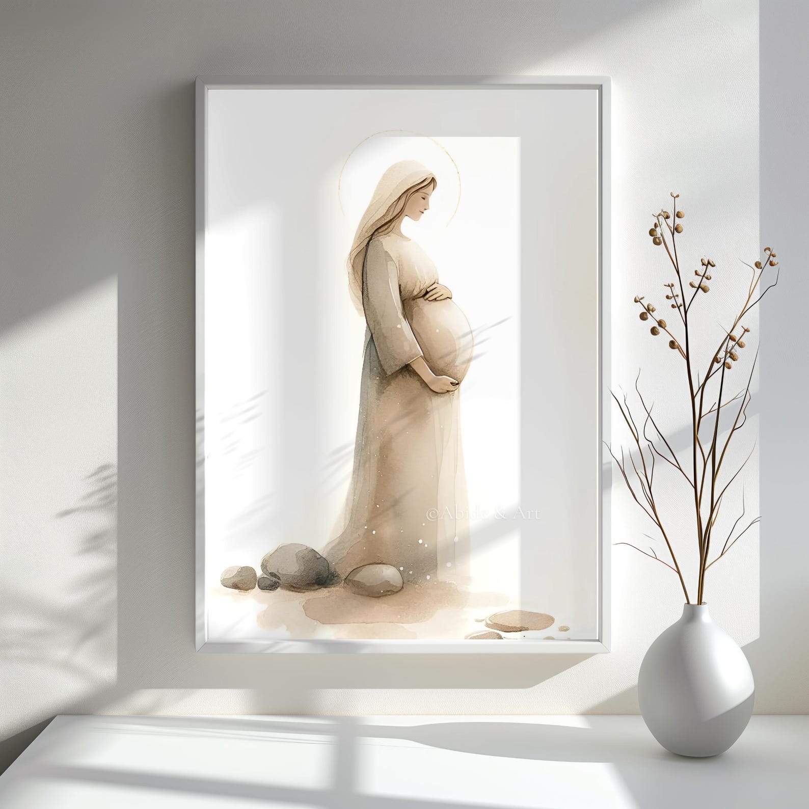 Pregnant Virgin Mary Catholic Art Print, Marian Motherhood Wall Decor ...