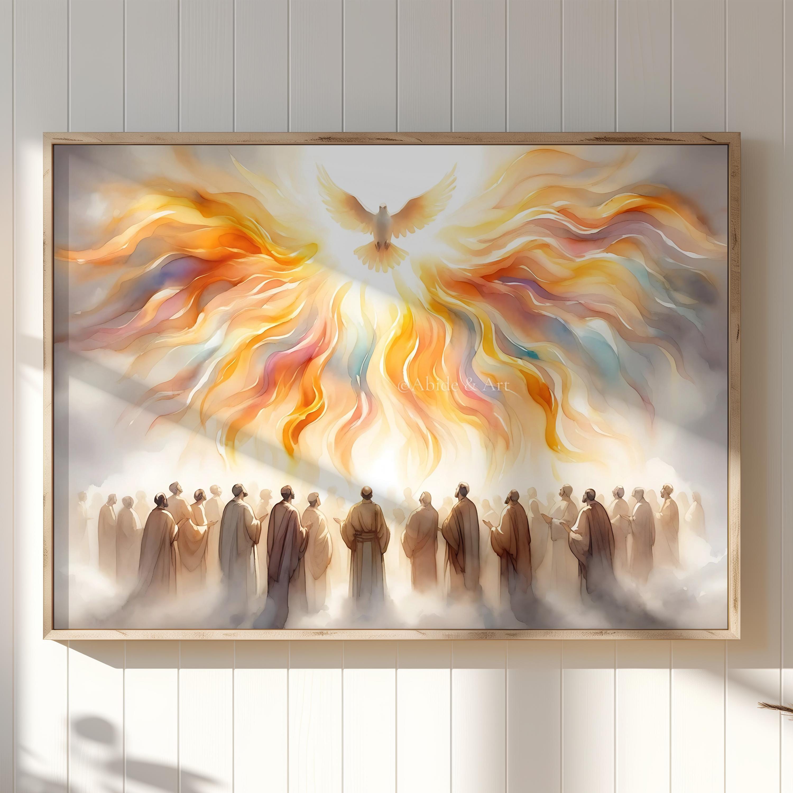 Pentecost Digital Print, Catholic Wall Art Holy Spirit Watercolor ...