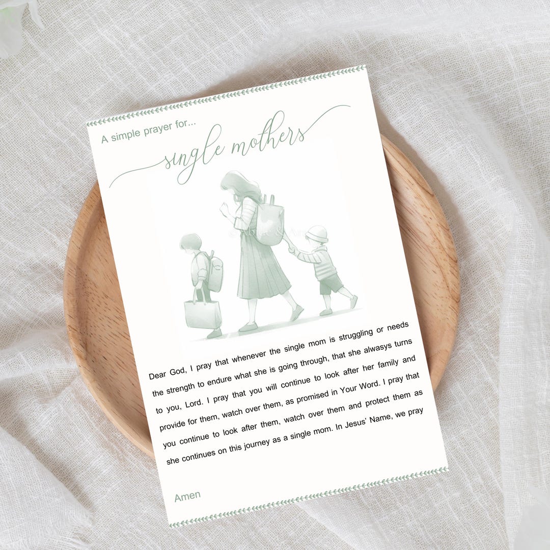 Single Mother Prayer Card, Printable Faith Gift, Christian ...