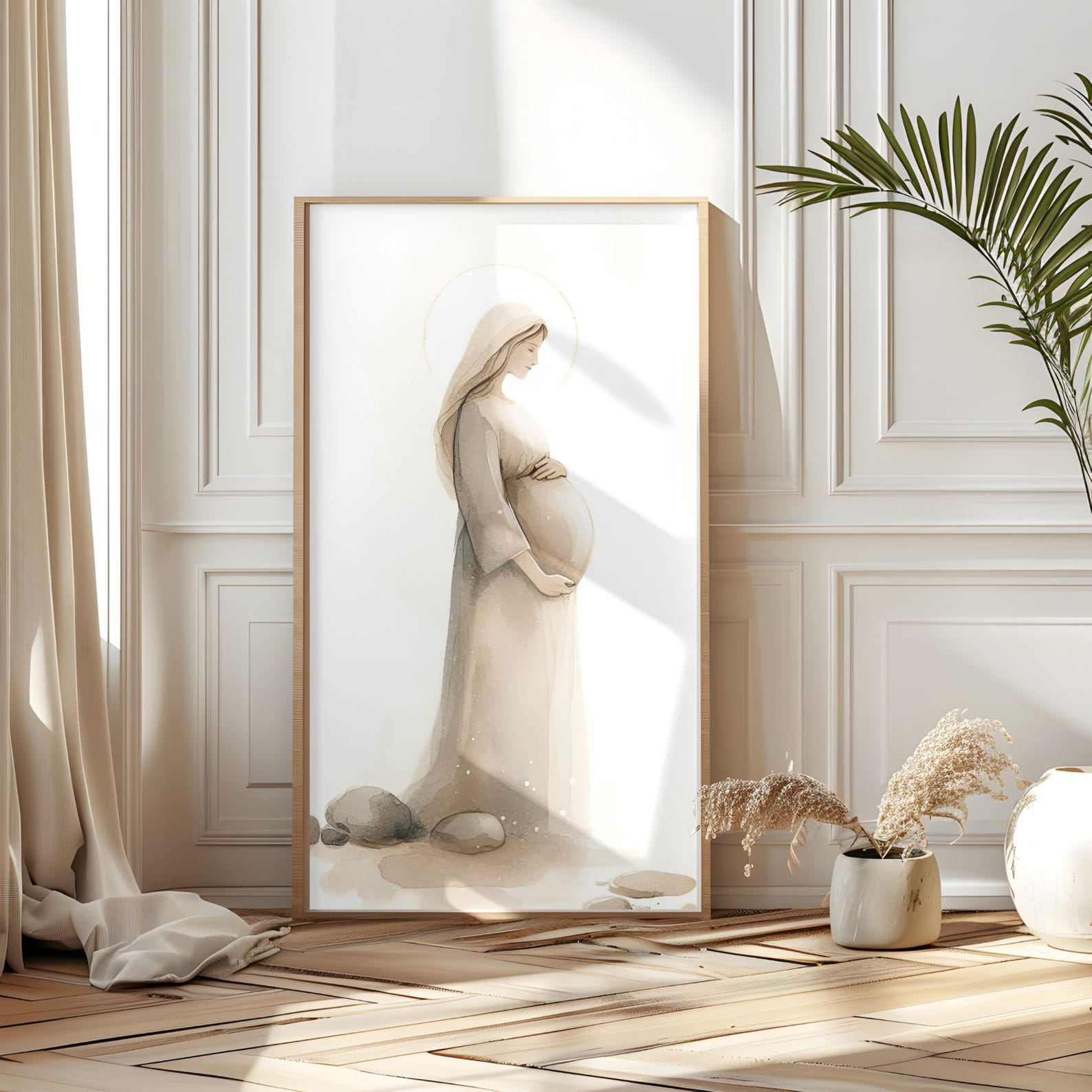 Pregnant Virgin Mary Catholic Art Print, Marian Motherhood Wall Decor ...