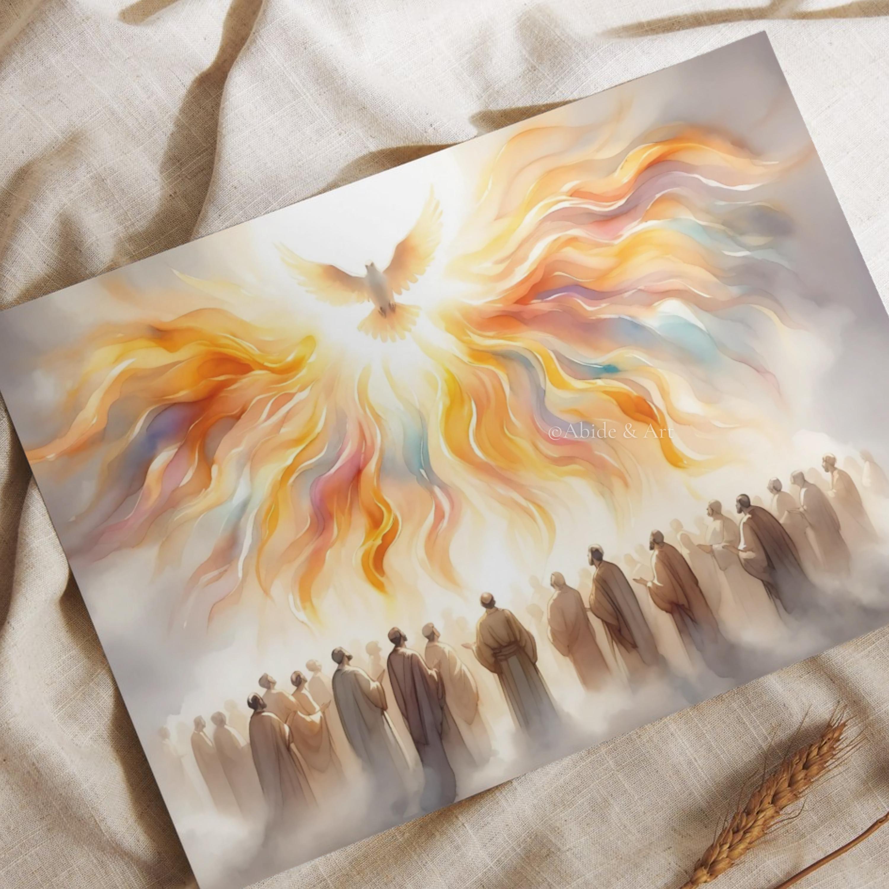 Pentecost Digital Print, Catholic Wall Art Holy Spirit Watercolor ...