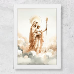 Our Lady Help of Christians Art Print, Marian Wall Decor, Virgin Mary ...