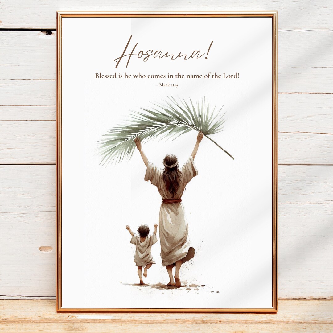 Hosanna Watercolor Print, Palm Sunday Minimalist Christian Art, Holy ...