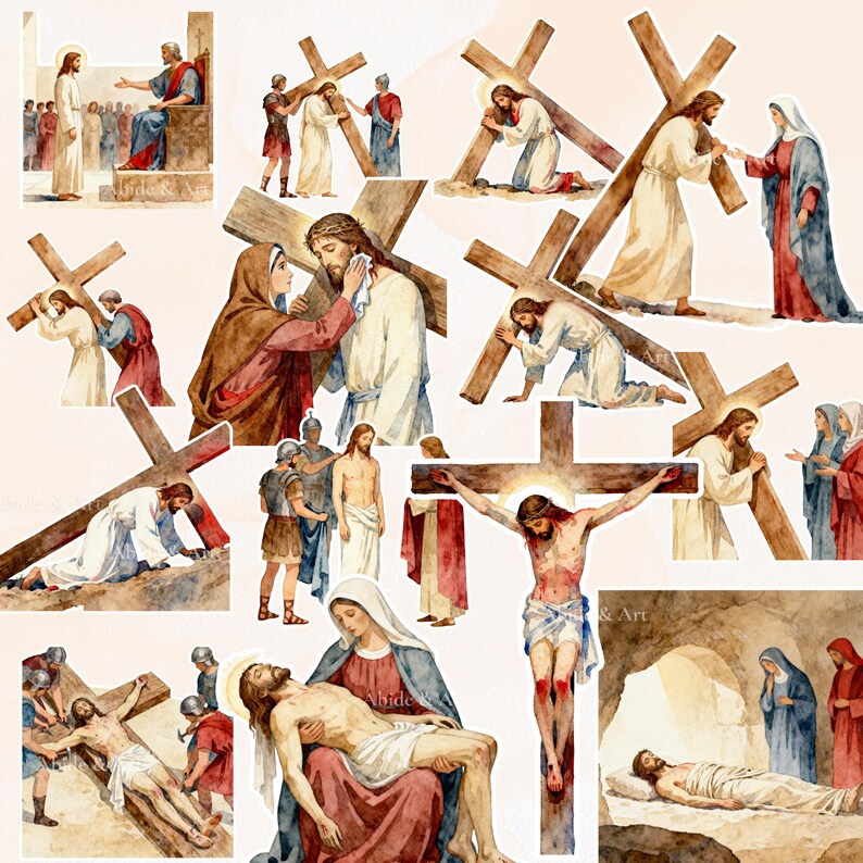 14 Stations of the Cross PNG Clipart, Transparent Background, 14 Piece ...