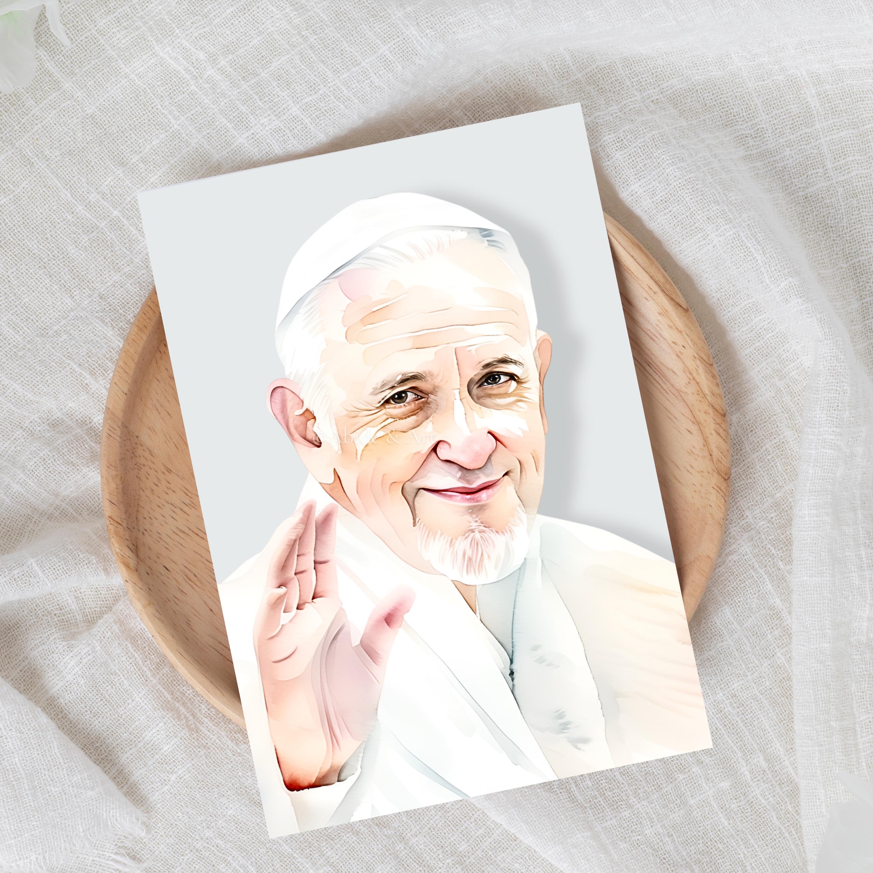 Pope Francis Watercolour PNG and Portrait, Memorial Catholic Printable ...