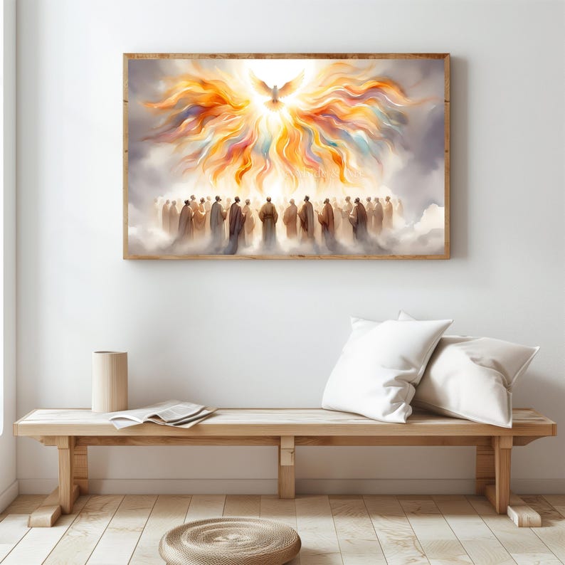 Pentecost Digital Print, Catholic Wall Art Holy Spirit Watercolor ...