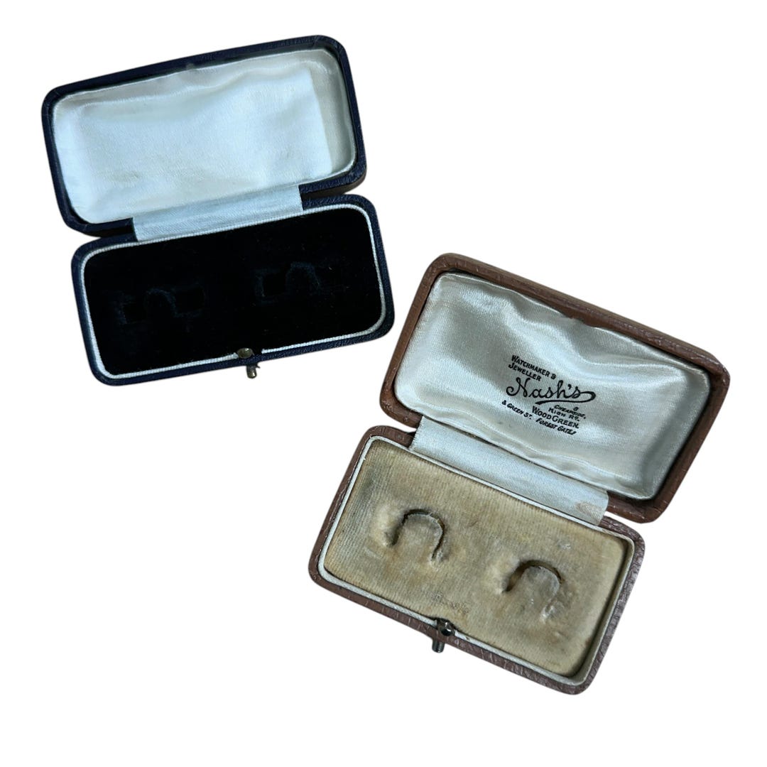 Antique ~ Vintage Cufflink Presentation Boxes ~ Lot of Two Jewellery ...