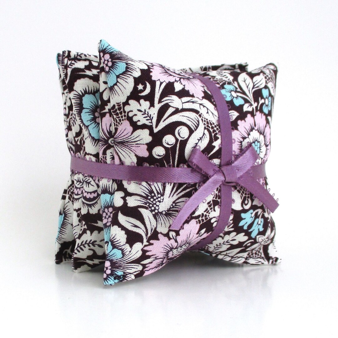 French Lavender Sachets, Floral Print With Flowers and Tiny Skulls - Etsy