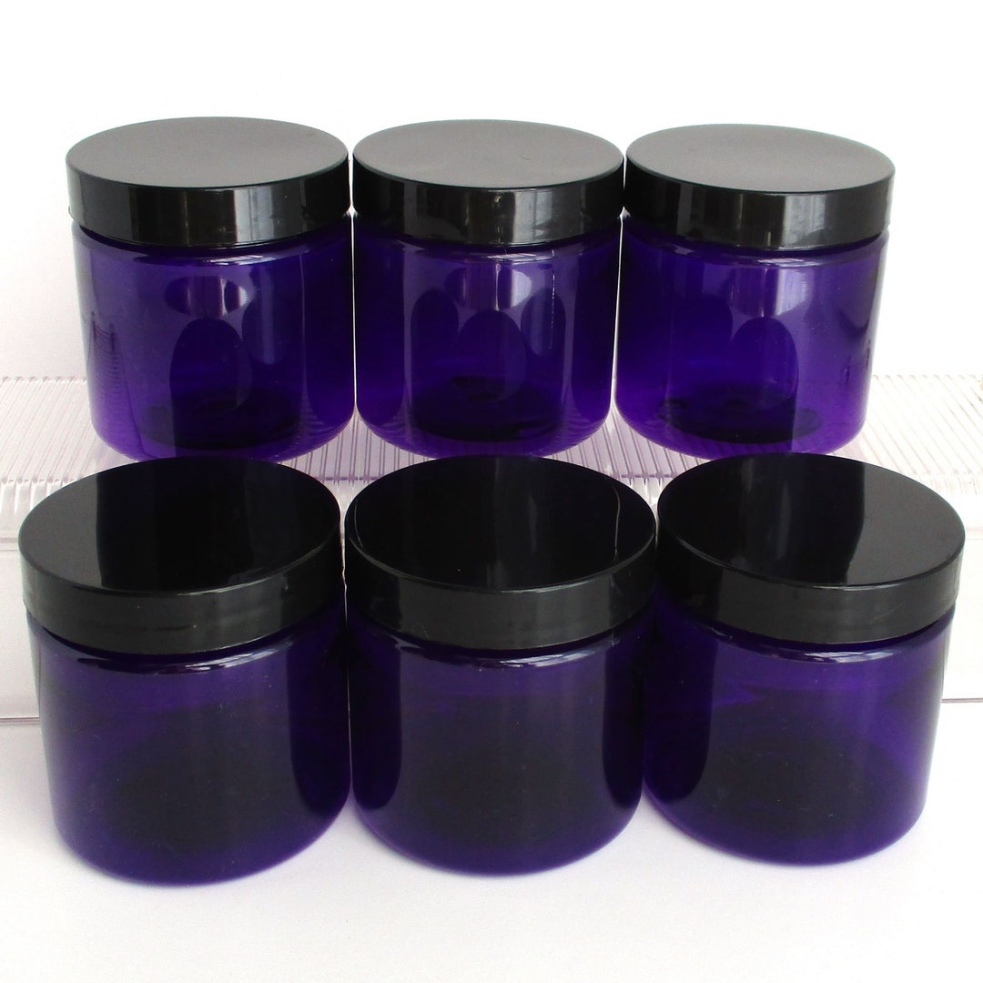 4 Ounce Purple Jars With Black Lids - Set of 6 - Lined Caps - Etsy