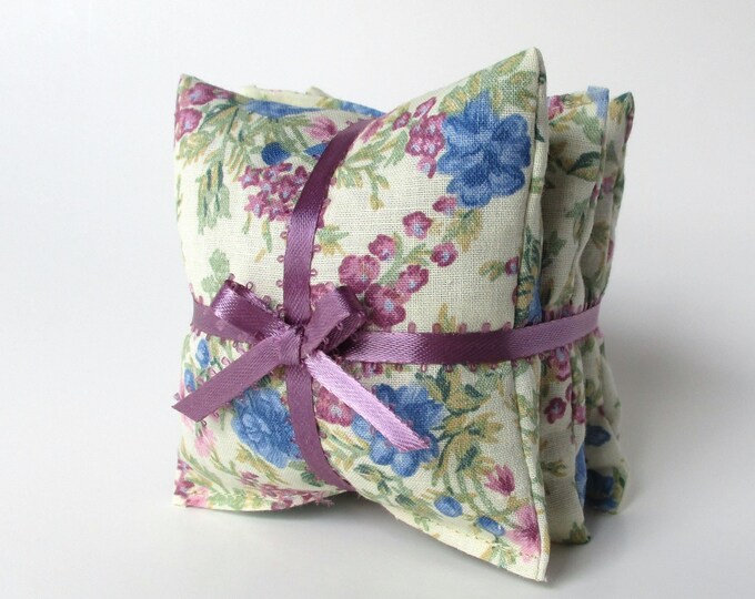 French Lavender Sachets in a Berry Pink and Cornflower Blue Cottagecore ...